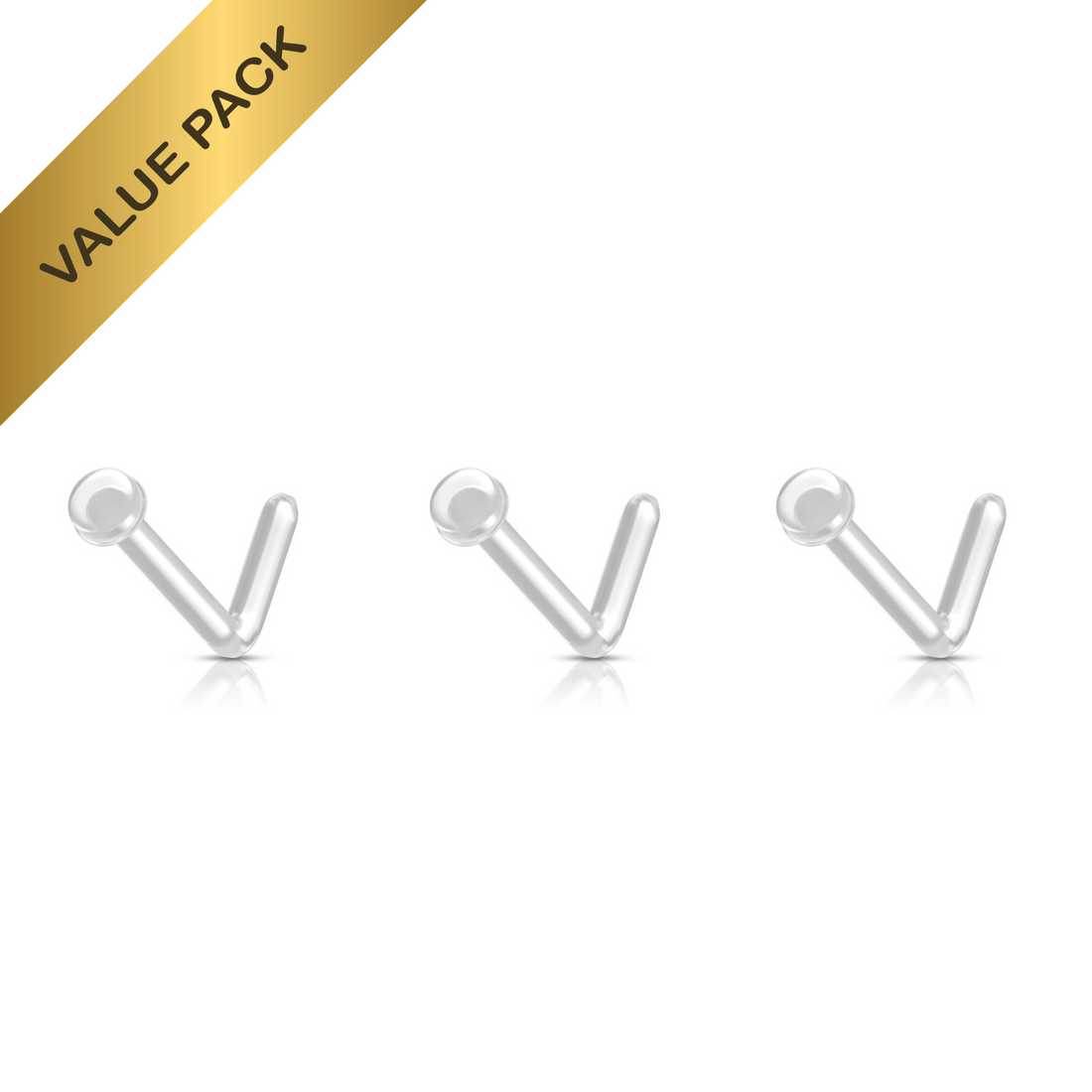 Clear Flexible Nose 'L' Bend Retainer Studs 3 Pack – Cherry Body Jewellery