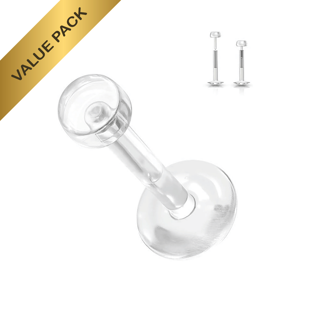 Clear Flexible Piercing Retainer Flat Back Stud 3 Pack | Shop Now ...