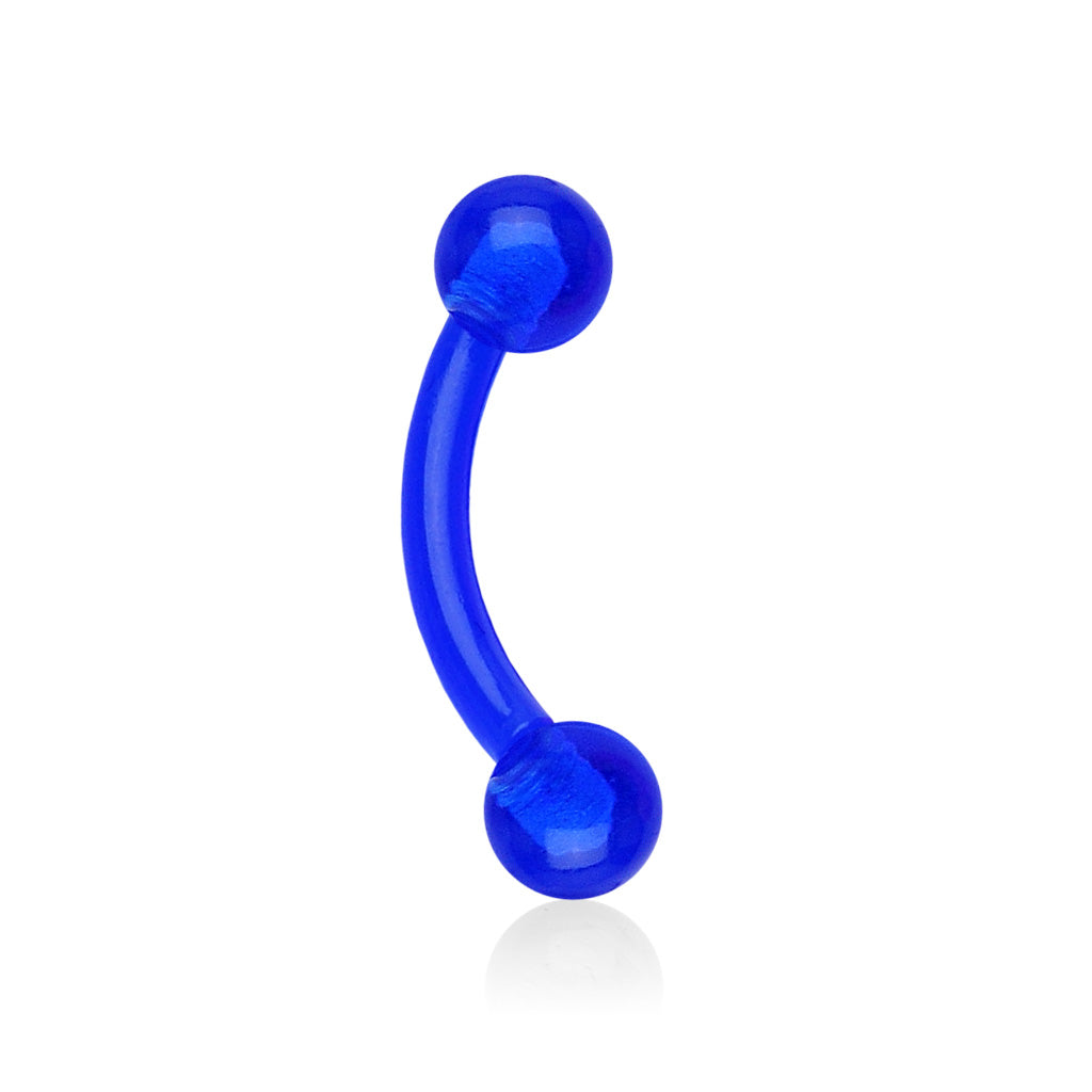 Blue Curved Bioflex Banana Bar with Ball 16g – Cherry Body Jewellery