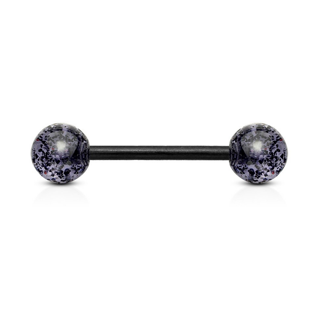 Black Glitter Acrylic Ball BioFlex Straight Tongue Nipple Barbell 14g ...