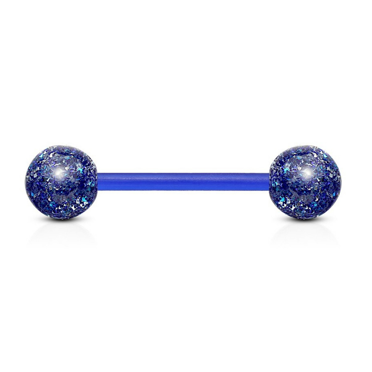 Blue Glitter Acrylic Ball BioFlex Straight Tongue Nipple Barbell 14g ...