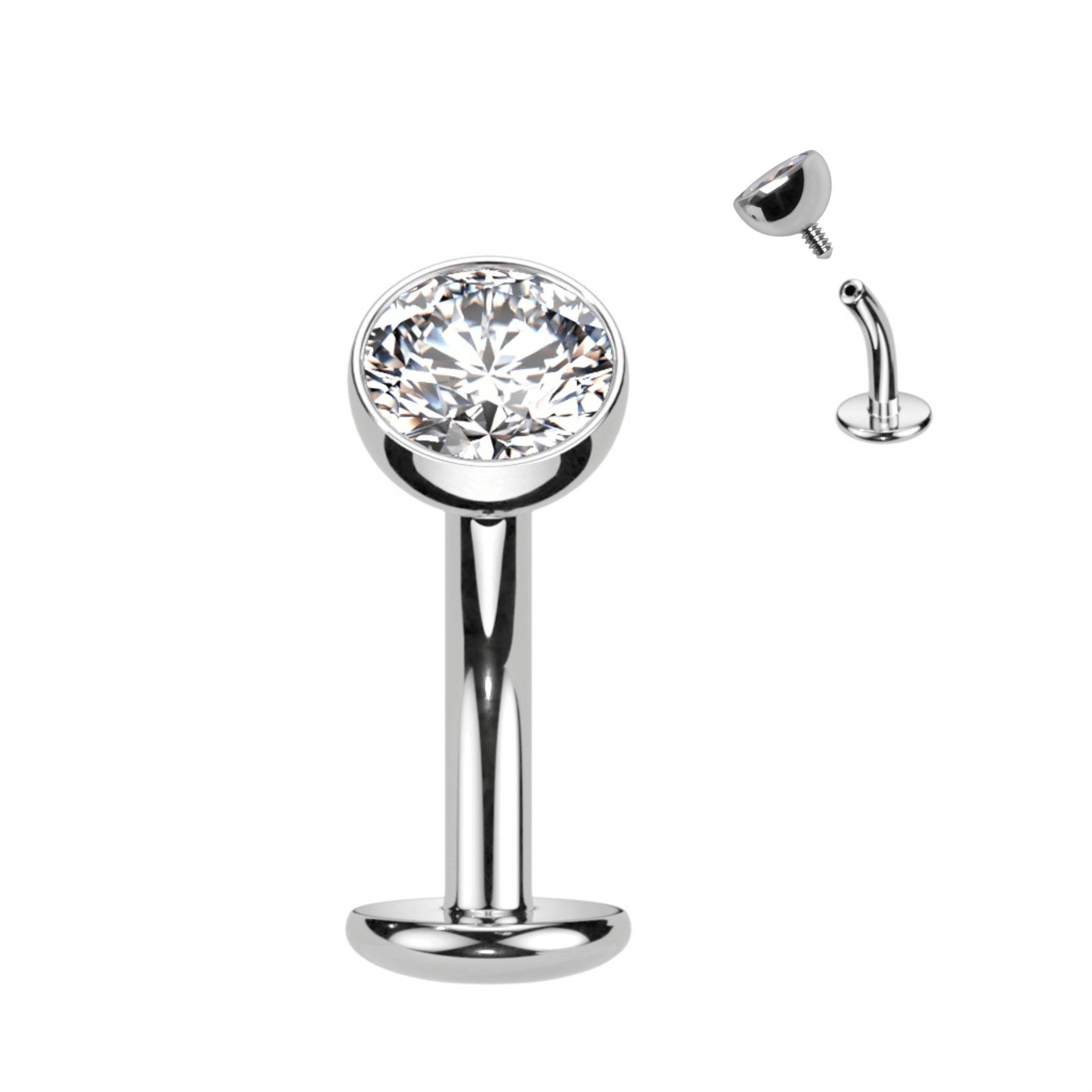 Silver Steel Clear Gem Floating Navel Ring | Shop Now – Cherry Body ...
