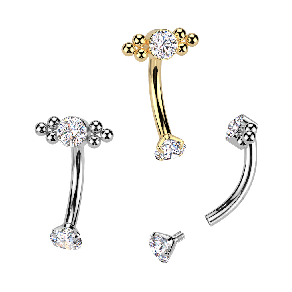 Titanium Silver Ball Design Curved Barbell 16g – Cherry Body Jewellery