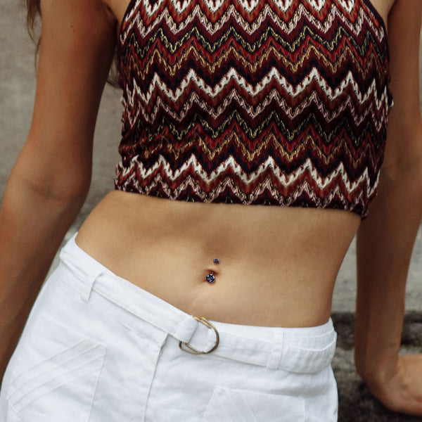 Titanium Clear Round Gem Belly Button Bar 14g – Cherry Body Jewellery