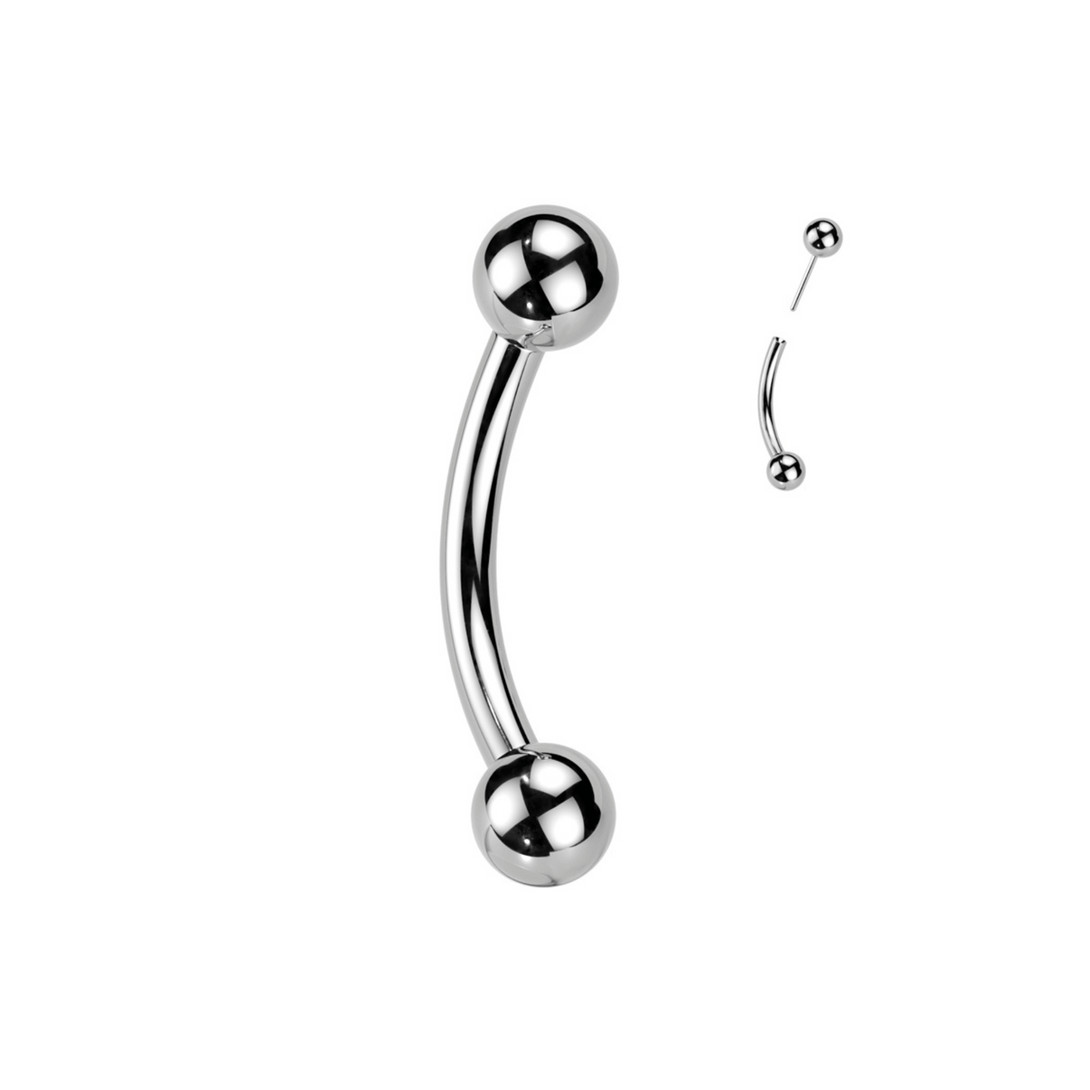 Titanium Silver Threadless Curved Barbell 16g | Rook Eyebrow – Cherry ...