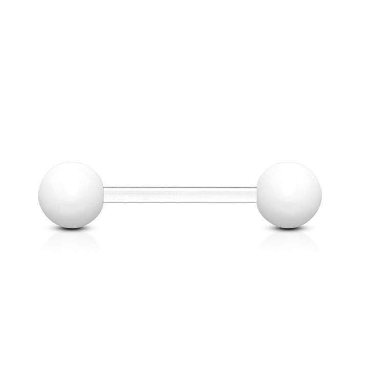 White Acrylic Ball Bioflex Straight Barbell – Cherry Body Jewellery